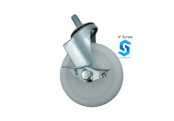4" CASTER WHEEL | WITH BUTTERFLY LOCK - SCREW - Sewing.lk
